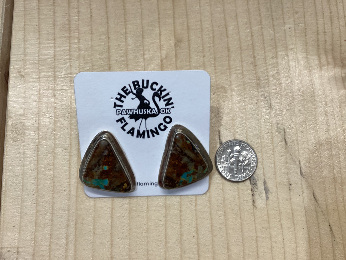 Boulder Turquoise Almost Triangle Shape Post Earrings Jewelry – Ben ...