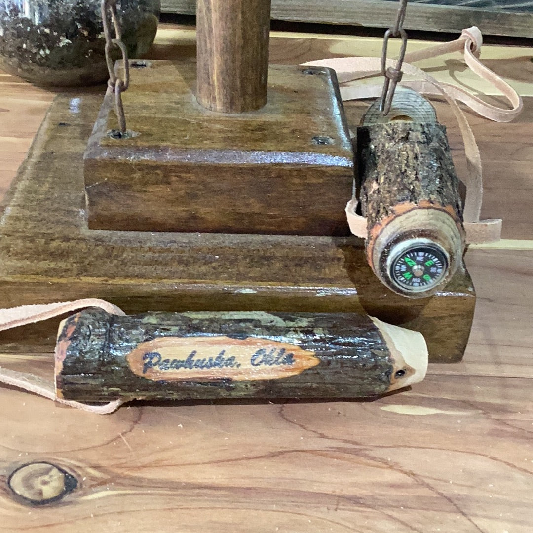 Wooden Branch Wooden Whistles with Compass – Ben Johnson Cowboy Museum