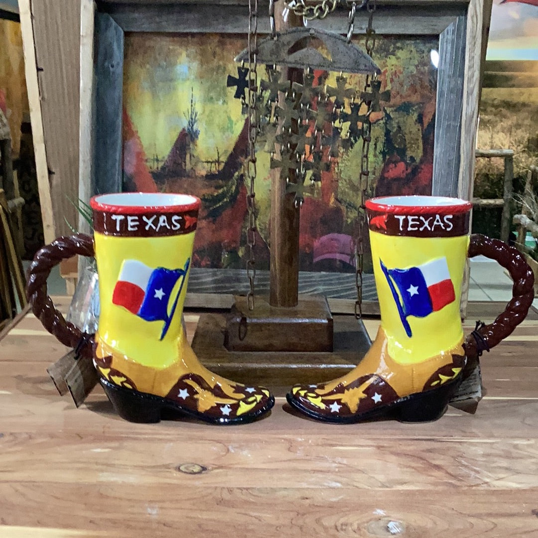 Vintage Cowboy Boot Mug (Large Texas and Texas Flag Mug) – Ben Johnson ...