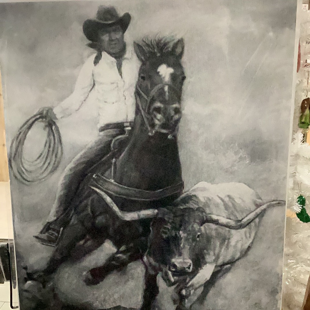 Ben Johnson Roping Print by Roe – Ben Johnson Cowboy Museum